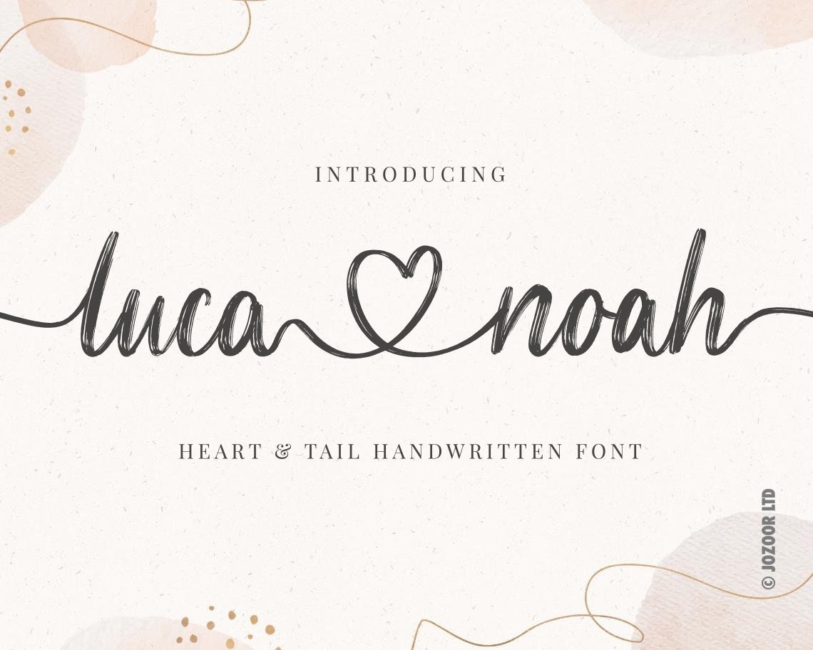 Script Font Font With Hearts Font With Tails Heart Font - Etsy