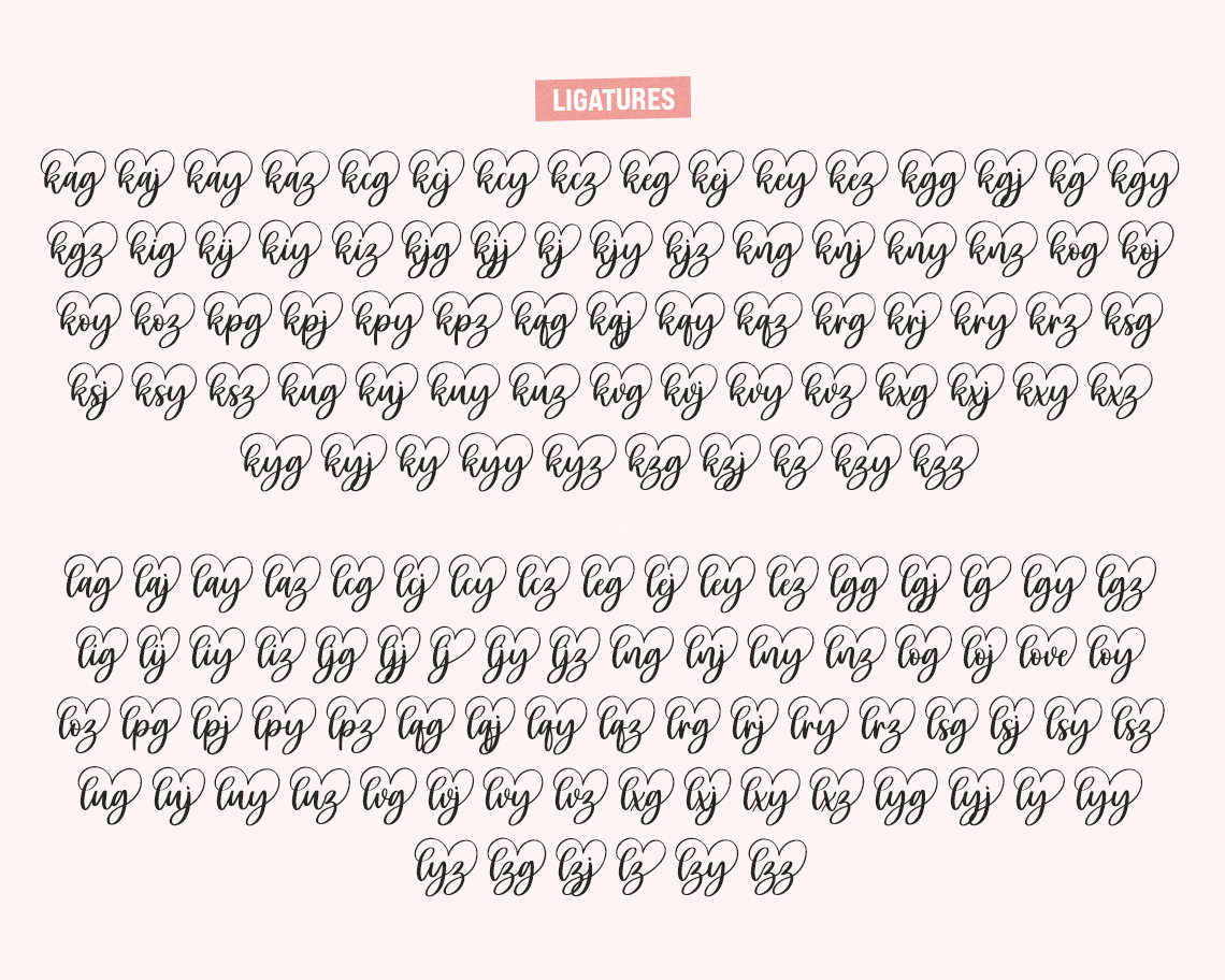 Script Font Font With Hearts Cursive Font Font With Tails - Etsy