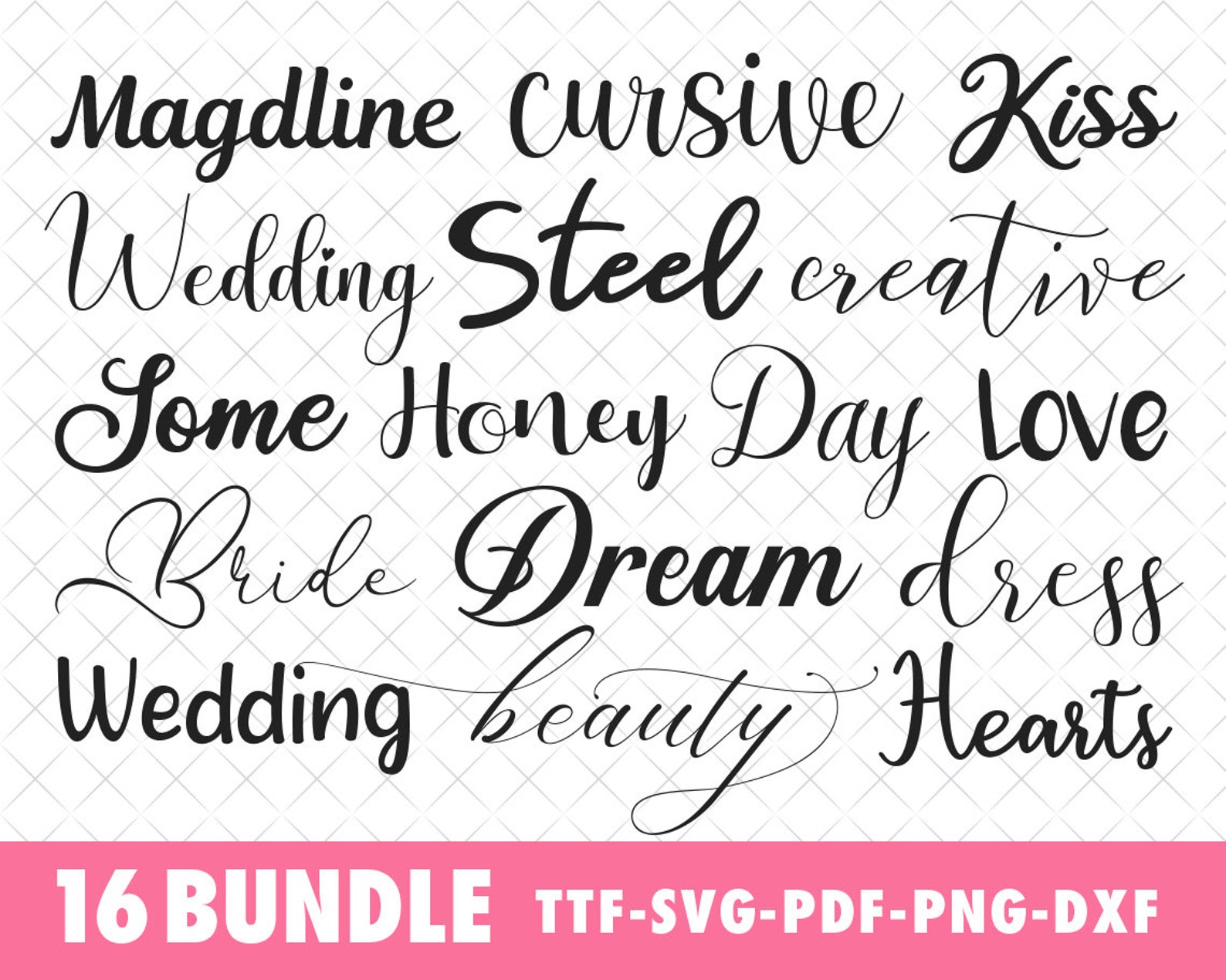 Cursive fonts Bundle Wedding font bundle svg Cursive fonts for | Etsy