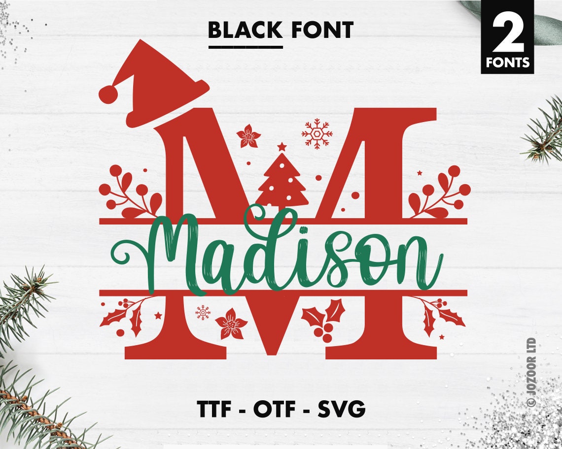 Christmas Monogram SVG Font Christmas Split SVG Christmas - Etsy
