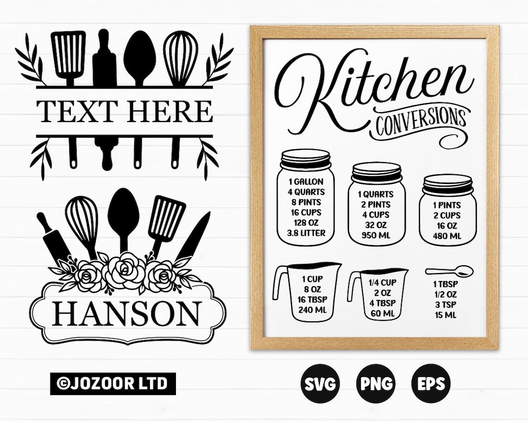 Kitchen Measurement Conversions Chart SVG, Kitchen SVG, Kitchen ...