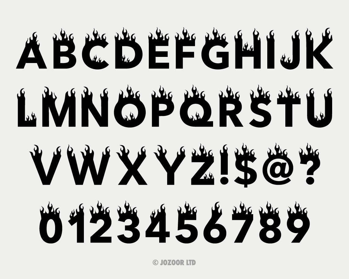 Fire Font SVG, Flame Font SVG, Flame Font for Cricut, Silhouette, Blaze ...