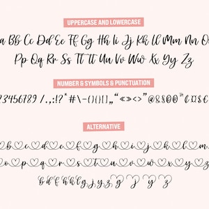 Schreibschrift, Schrift mit Herzen, Schreibschrift, Schrift mit ...