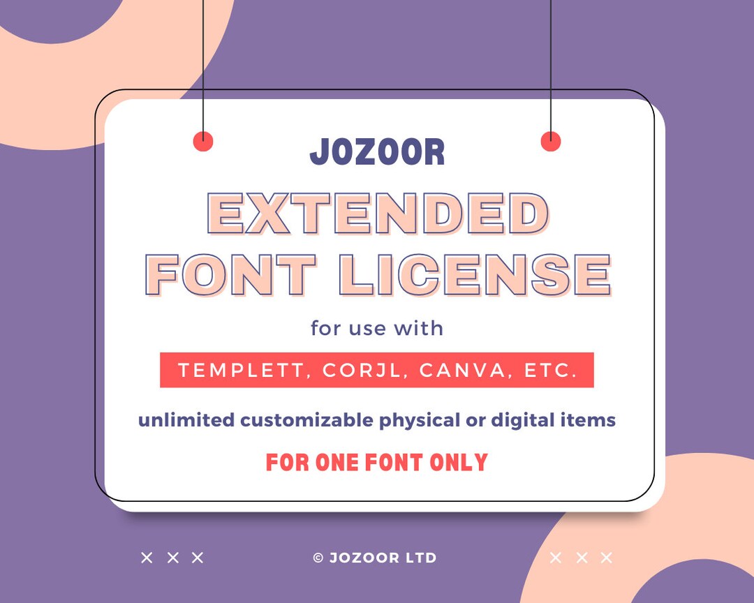 Extended Font License for One Font, for Use With Templett, Corjl, Canva ...