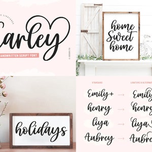 Script Font Bundle, Cursive Fonts With Hearts Bundle, Wedding Font ...