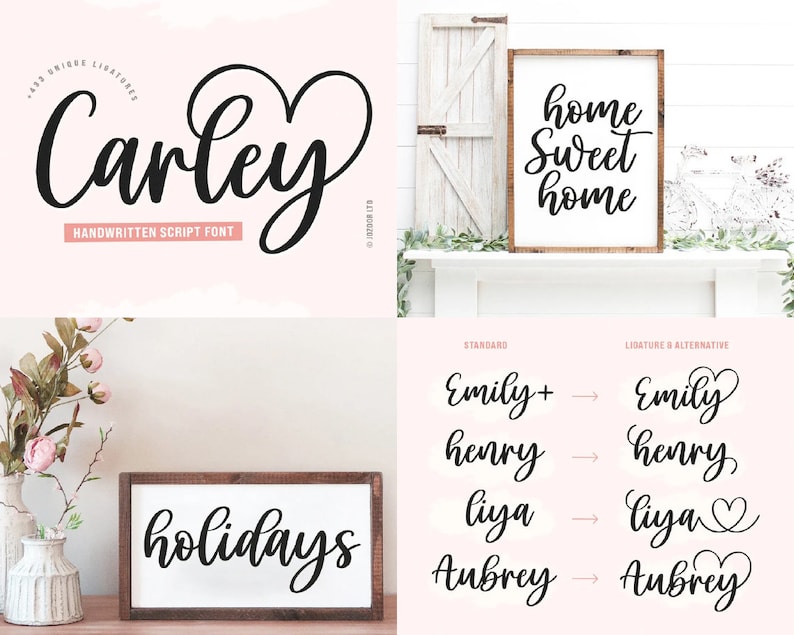 Script Font Bundle Cursive Fonts With Hearts Bundle Wedding - Etsy