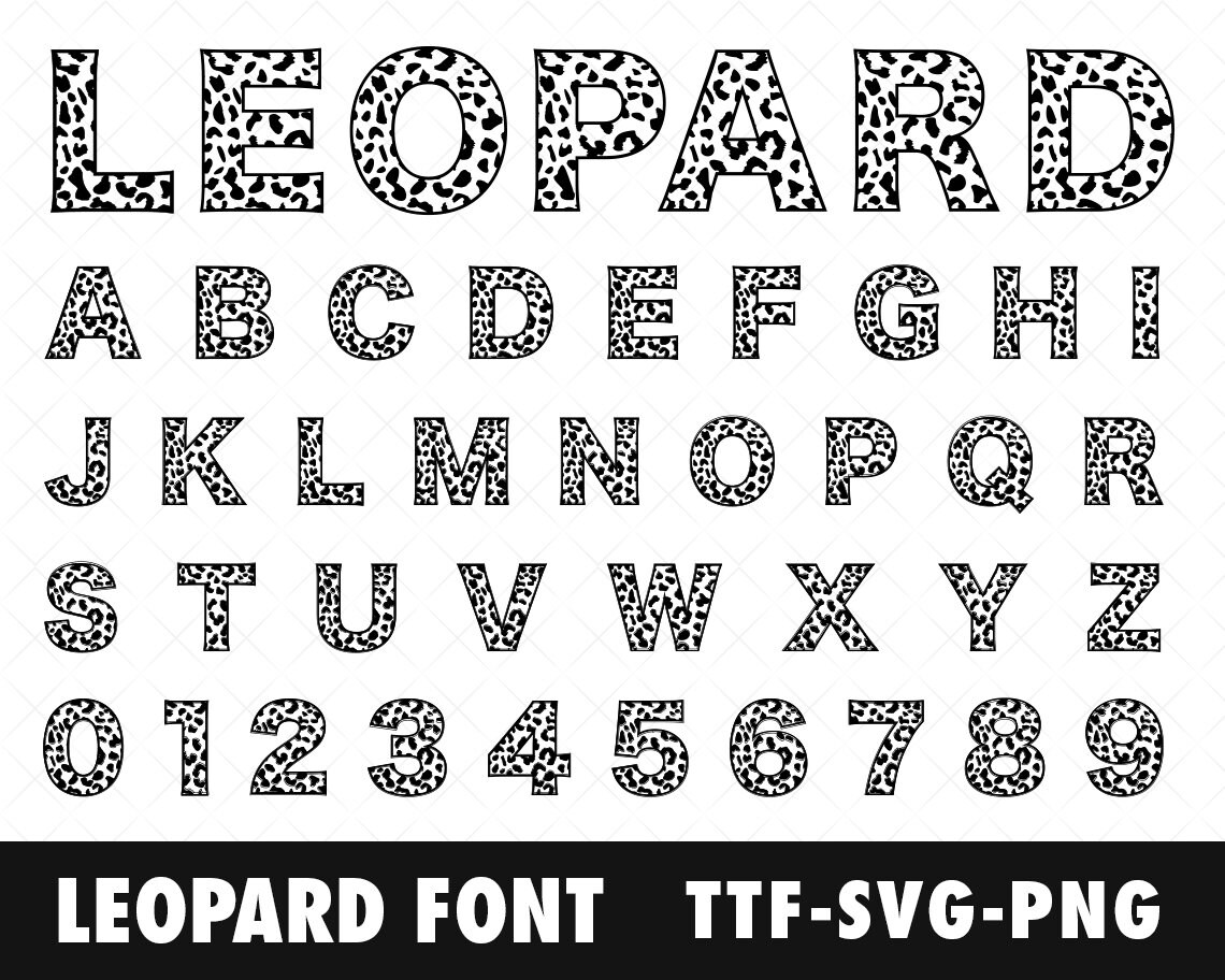 Leopard font for cricut Leopard Font SVG leopard font png | Etsy
