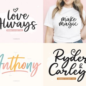 Script Font Bundle, Cursive Fonts With Hearts Bundle, Wedding Font ...