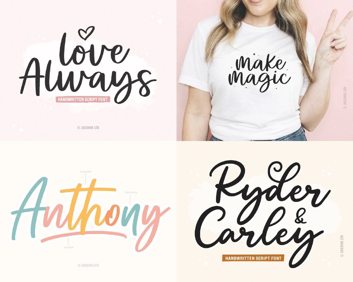 Script Font Bundle Cursive Fonts With Hearts Bundle Wedding - Etsy ...