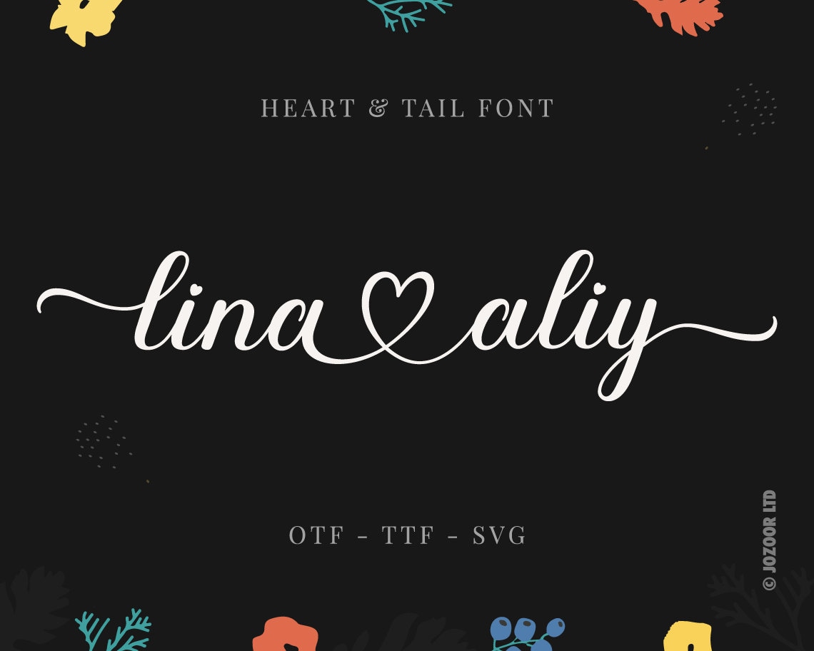 Script Font Font With Hearts Font With Tails Heart Font - Etsy
