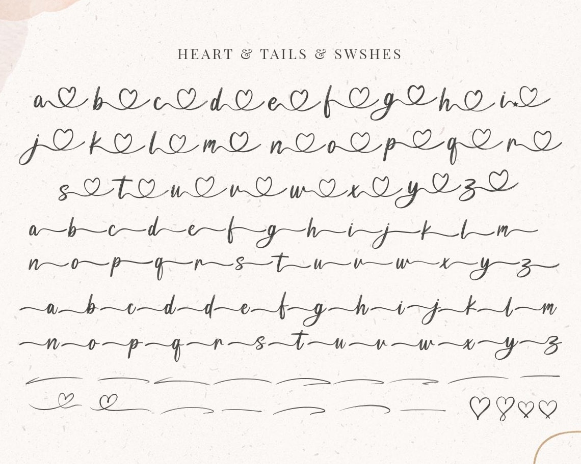 Script Font Font With Hearts Font With Tails Heart Font - Etsy