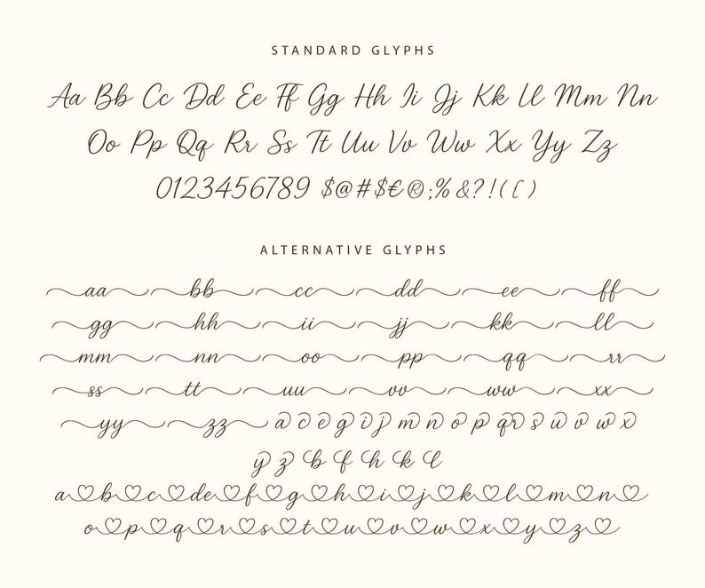 Script Font, Font With Hearts, Font With Tails, Heart Font, Wedding ...