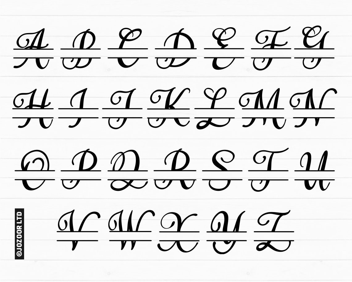 Split Monogram Alphabet SVG Font, Monogram Font SVG, Split Monogram ...