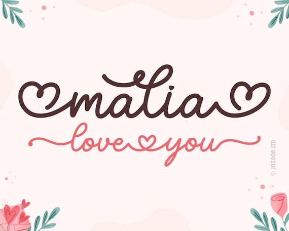 Script Font Font With Hearts Font With Tails Heart Font - Etsy