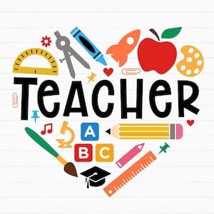 Teacher Heart SVG, Teacher SVG, Back to School SVG, Teacher Gift Svg ...