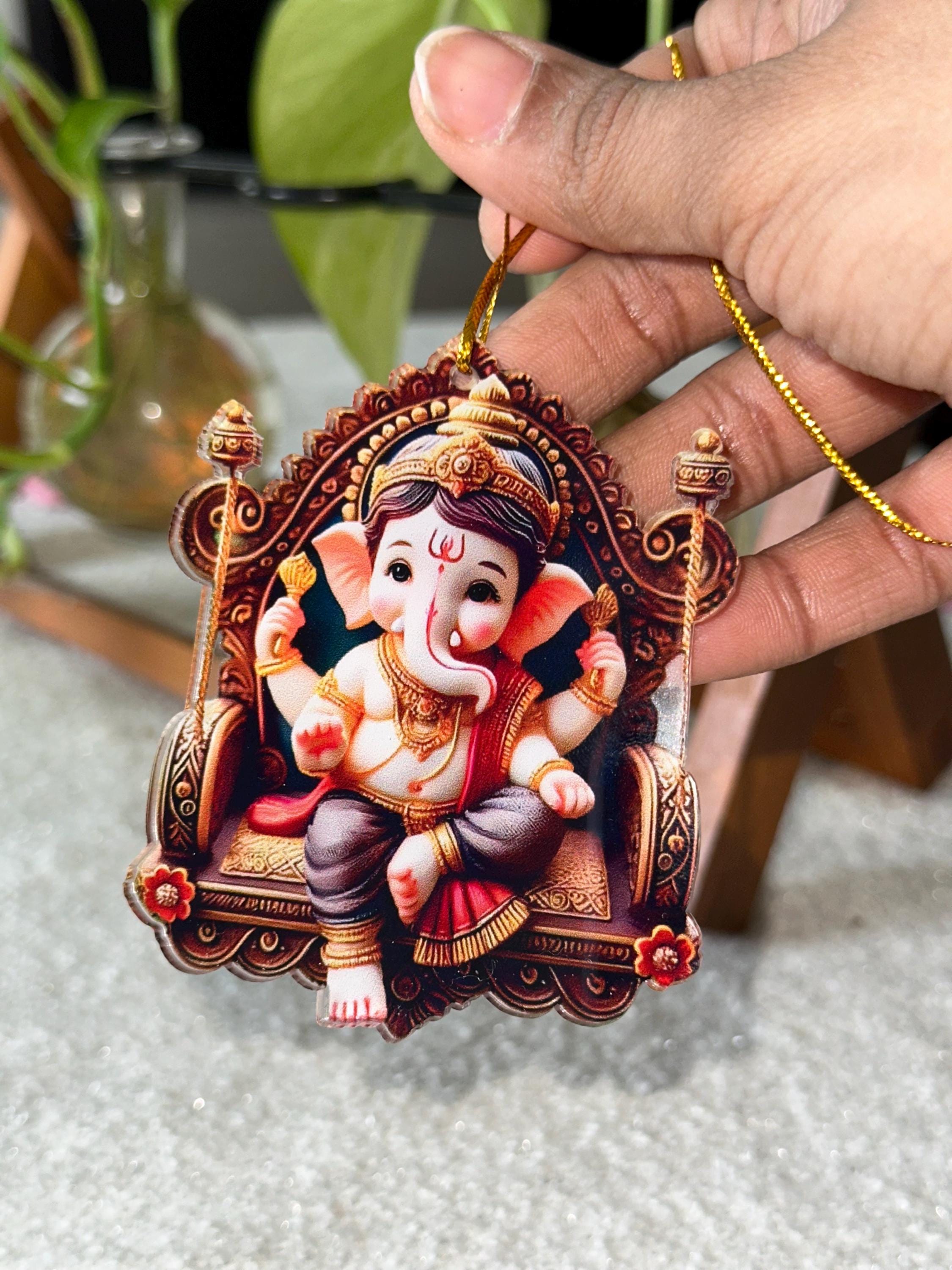 Ganesh Hanging for Car, Key Chain or Ornament - 2D - Etsy