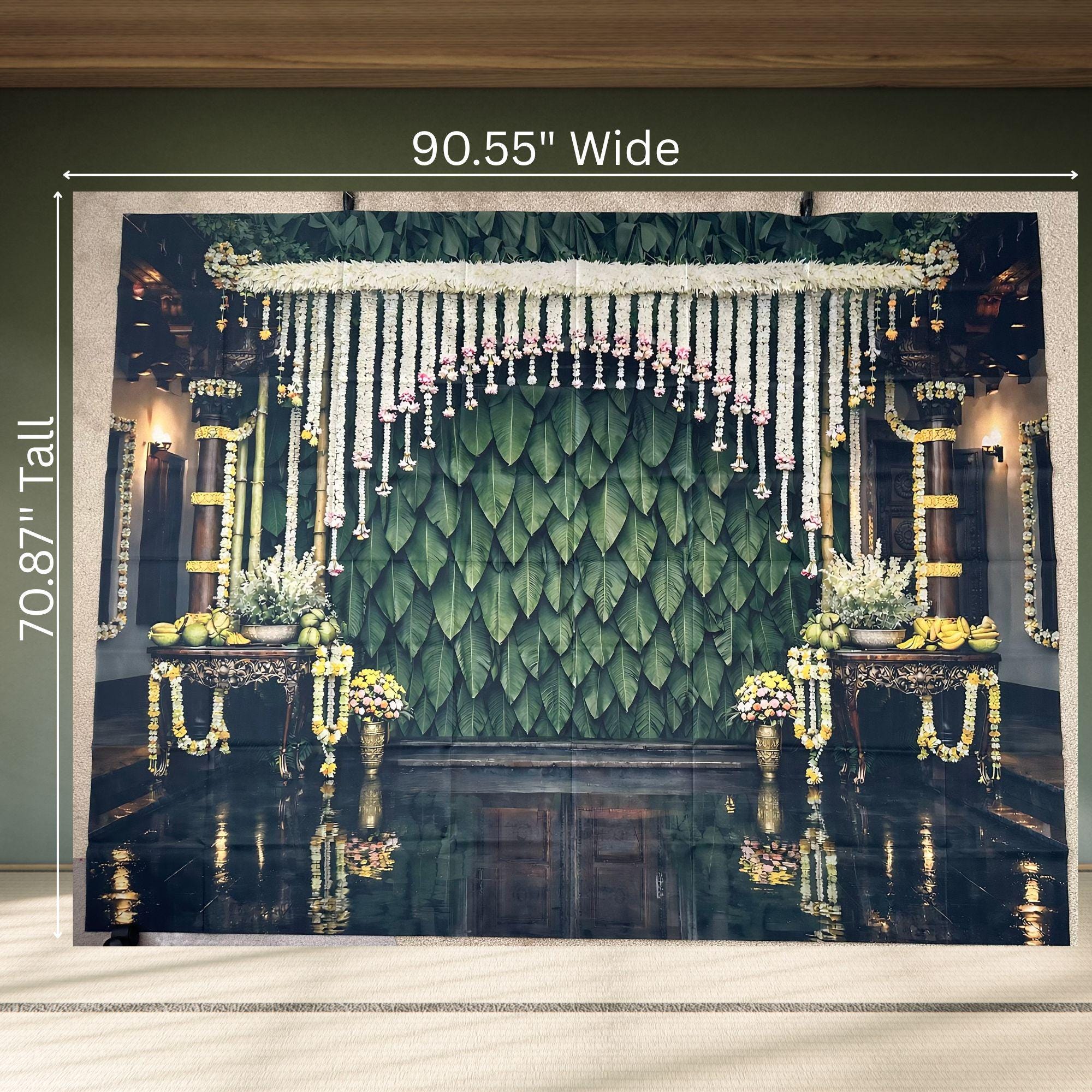 1pc 2D Chettinad Banana Leaves Floral Arch Backdrop With Traditional ...