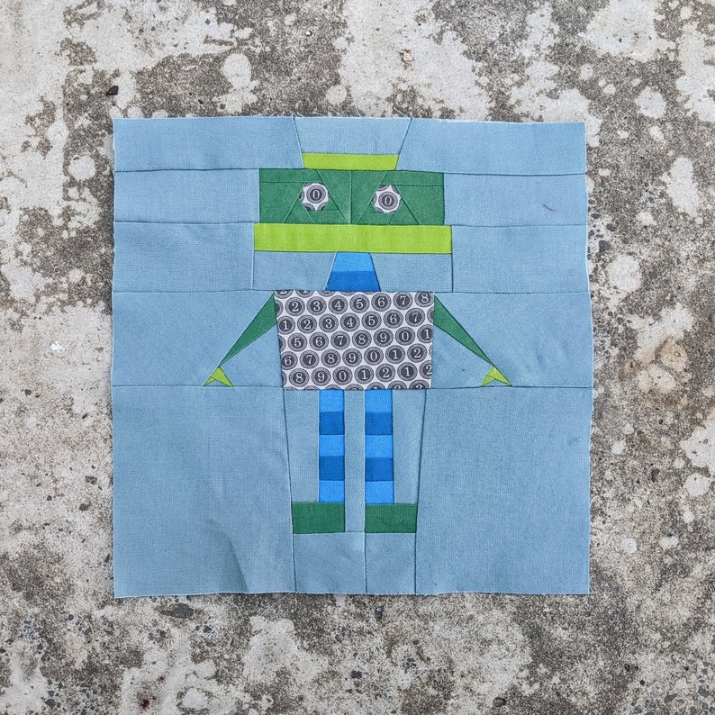 Robot Foundation Paper Piecing Pattern 8in Quilt Block - Etsy