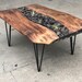 Walnut coffee table with River Rock garden | Etsy