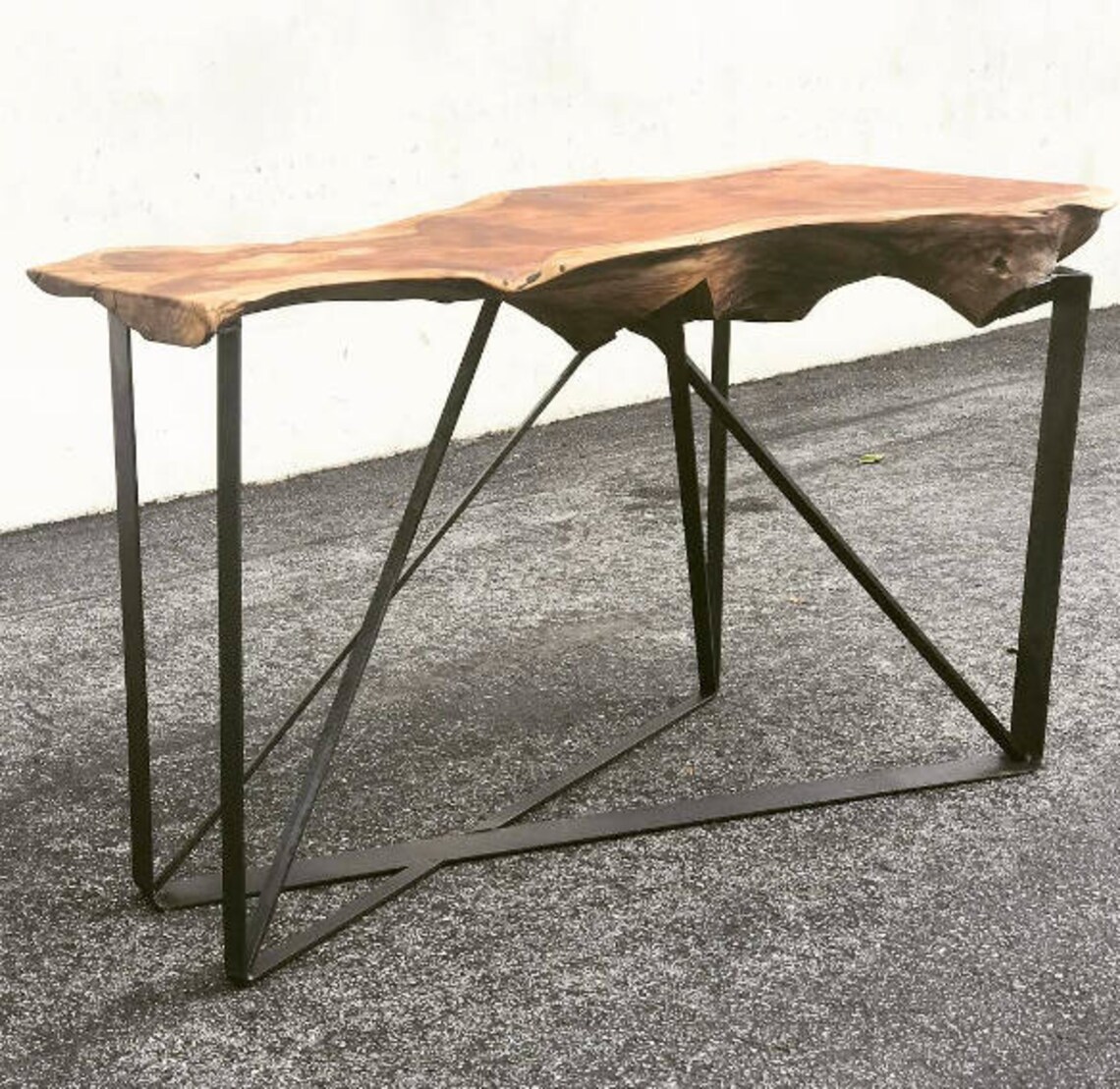 Redwood Live Edge Logon Metal Ribbon Console /bar Table - Etsy