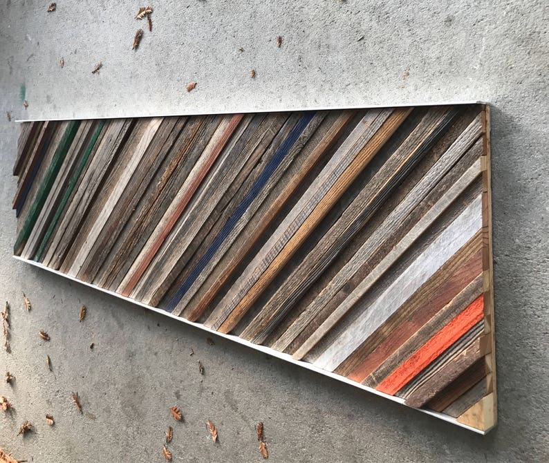 Diagonal Pattern / Reclaimed Wood Wall Art - Etsy