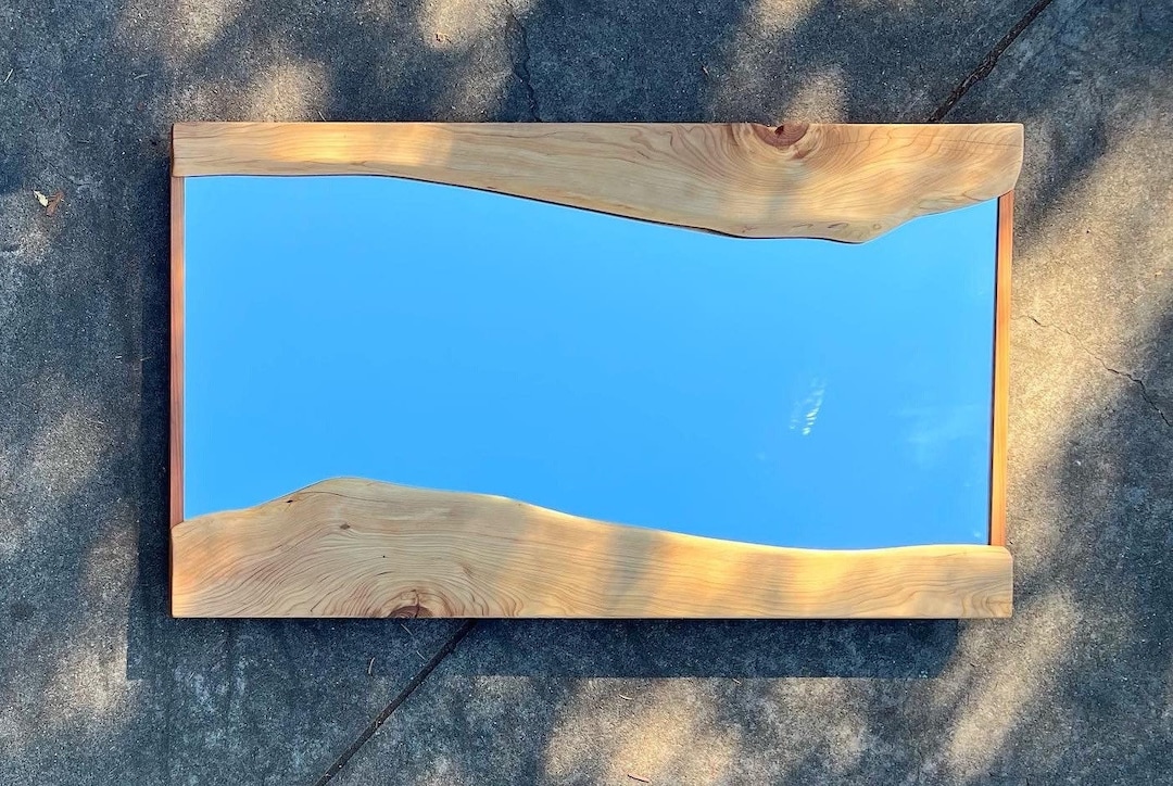 Live Edge Cedar Wood Slabs Frame Mirror - Etsy
