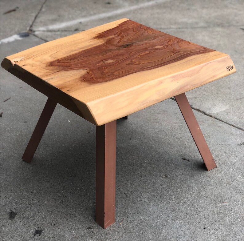 Side Table Redwood Live Edge Slab - Etsy