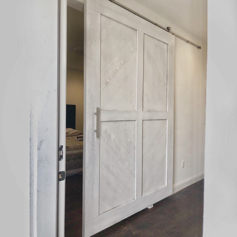 Rustic Whitewashed Barn Door - Etsy