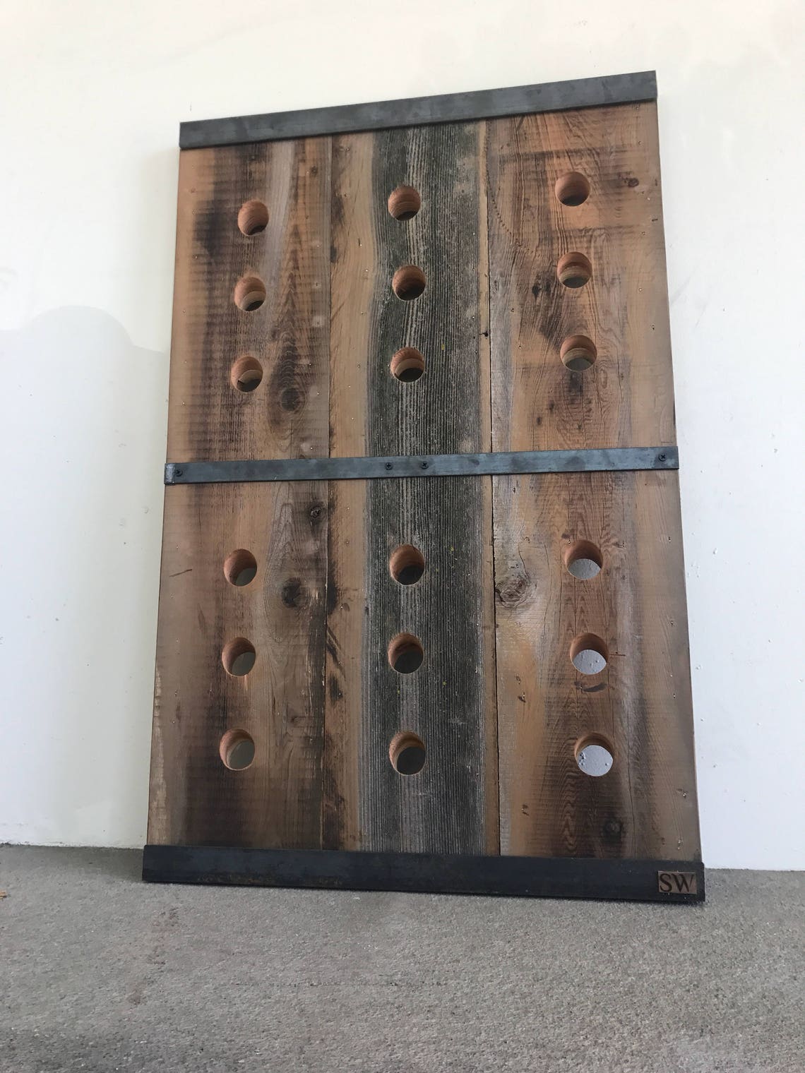 Riddling Wine Rack Rustic Reclaimed Wood and Industrial Steel - Etsy