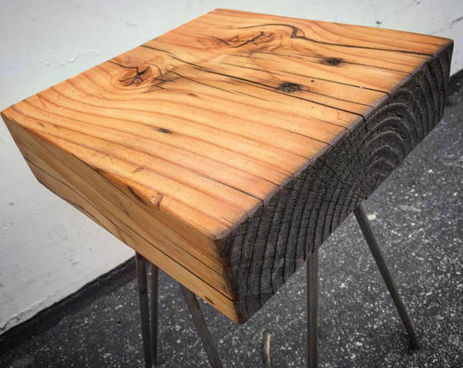 Rustic Beam Stool on Hairpins - Etsy