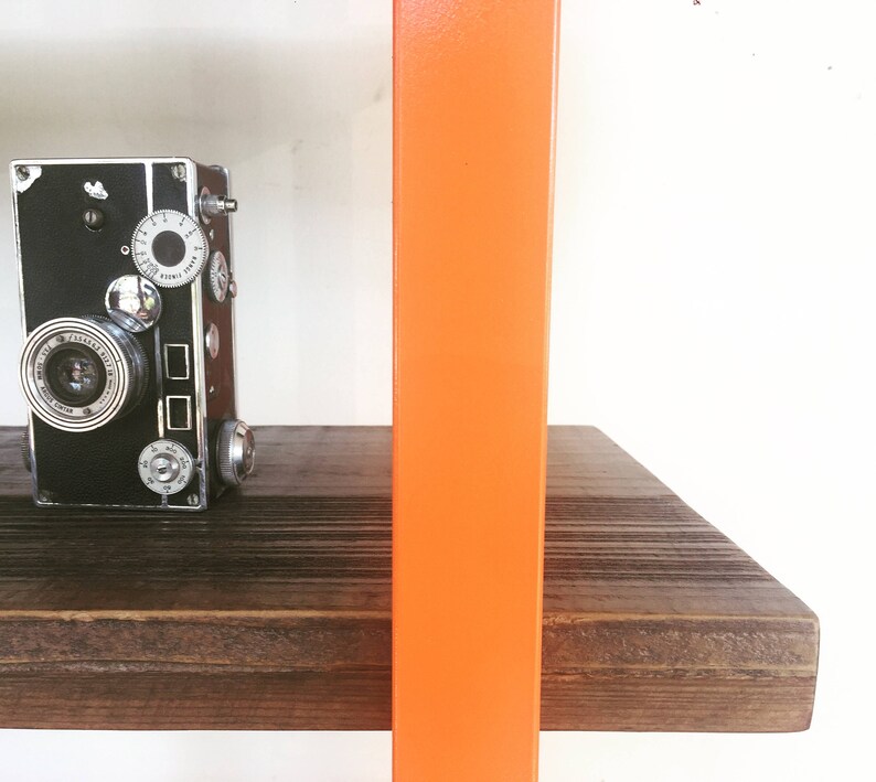 Reclaimed Wood Bookcase Orange Frame - Etsy