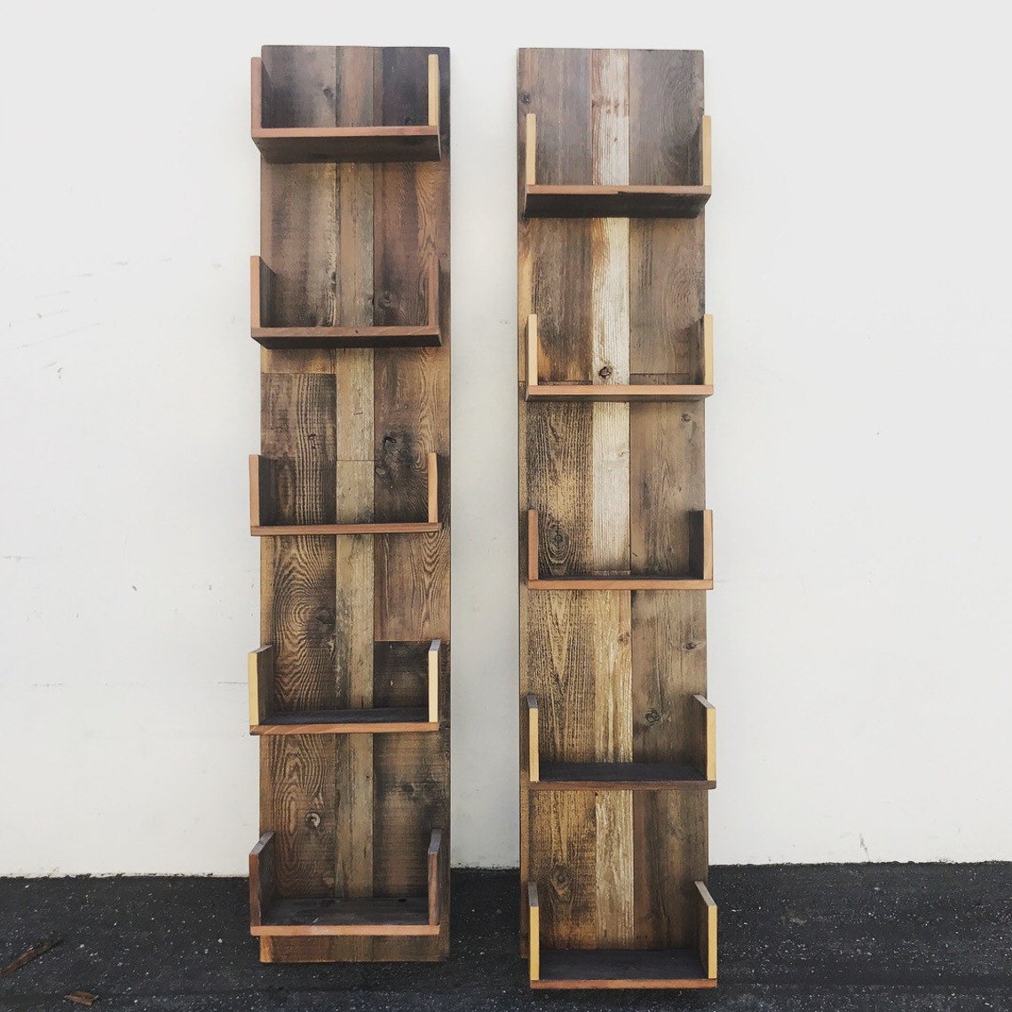 Reclaimed Wood Leaning Bookcase Display Tower - Etsy