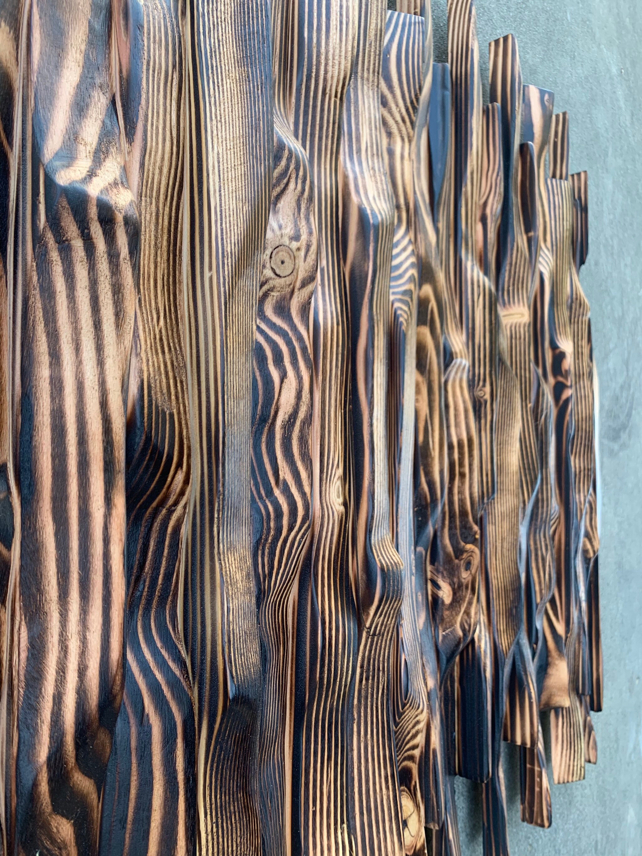 Burned Wave Wood Wall Art Panel | Etsy