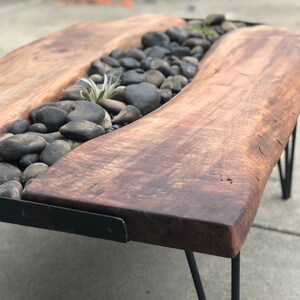 Walnut Coffee Table With River Rock Garden - Etsy