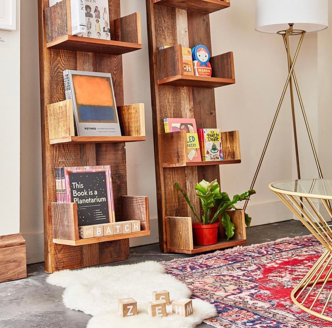 Reclaimed Wood Leaning Bookcase Display Tower - Etsy