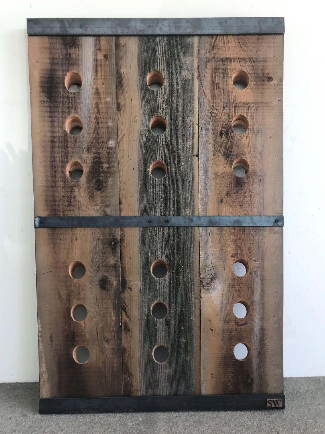 Riddling Wine Rack Rustic Reclaimed Wood and Industrial Steel - Etsy