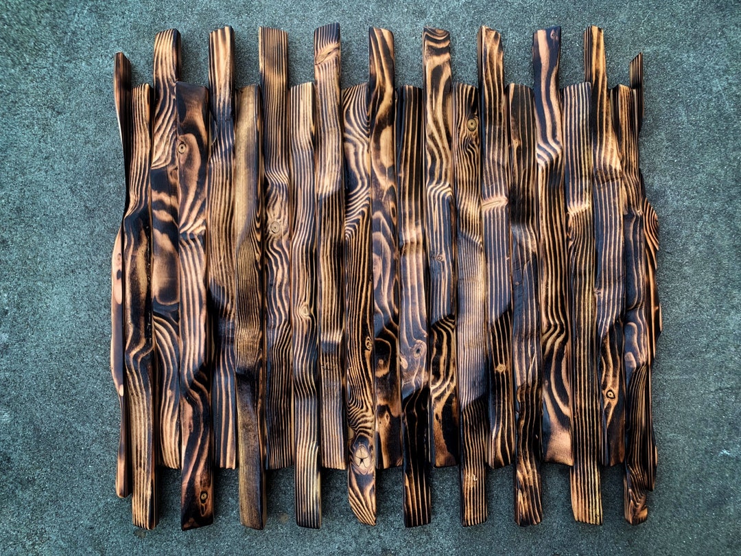 Burned Wave Wood Wall Art Panel - Etsy