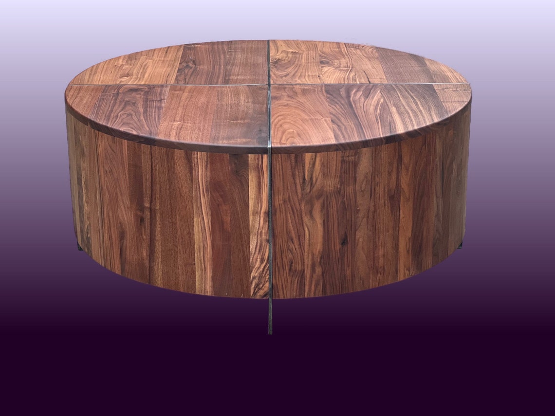Round Coffee Table Walnut and Industrial Steel - Etsy