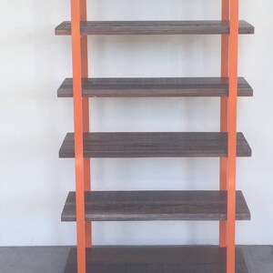 Reclaimed Wood Bookcase Orange Frame - Etsy