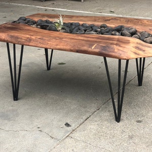 Walnut Coffee Table With River Rock Garden - Etsy