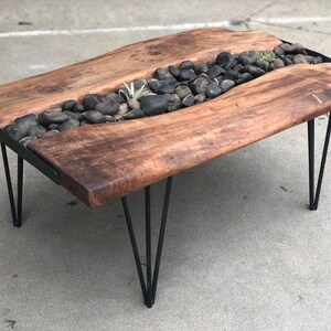 Walnut Coffee Table With River Rock Garden - Etsy