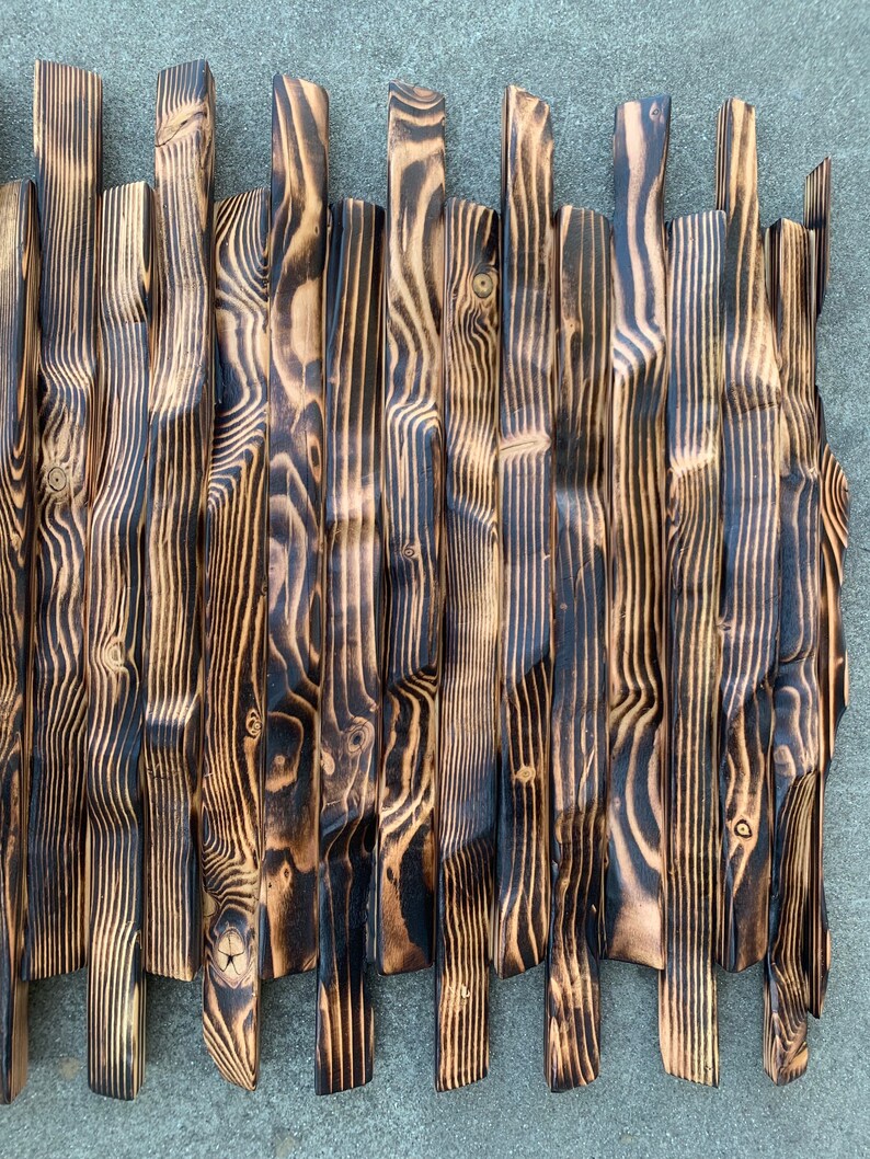 Burned Wave Wood Wall Art Panel - Etsy