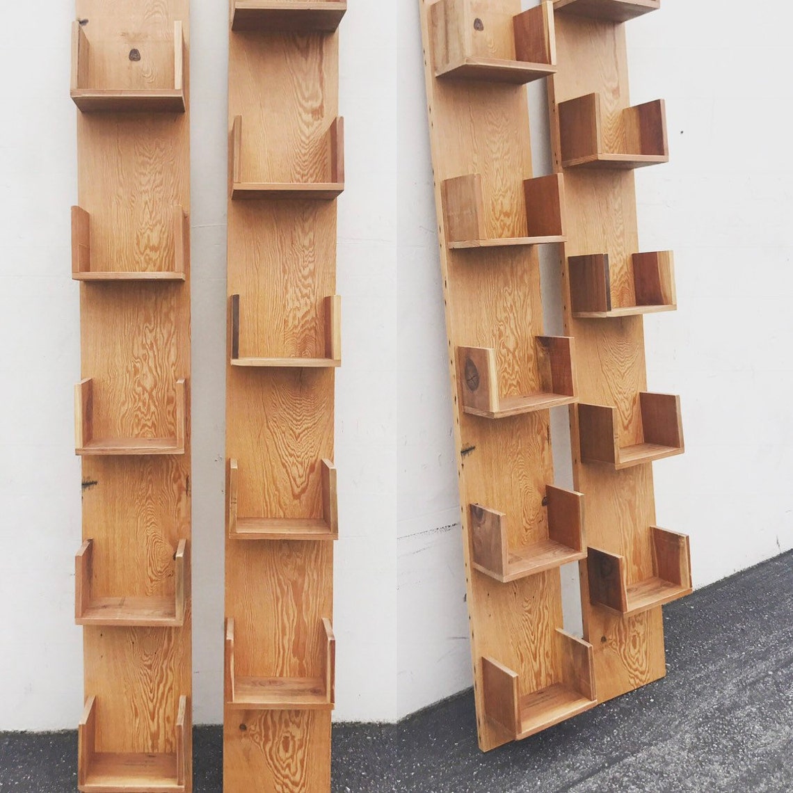 Reclaimed Wood Leaning Bookcase Display Tower | Etsy