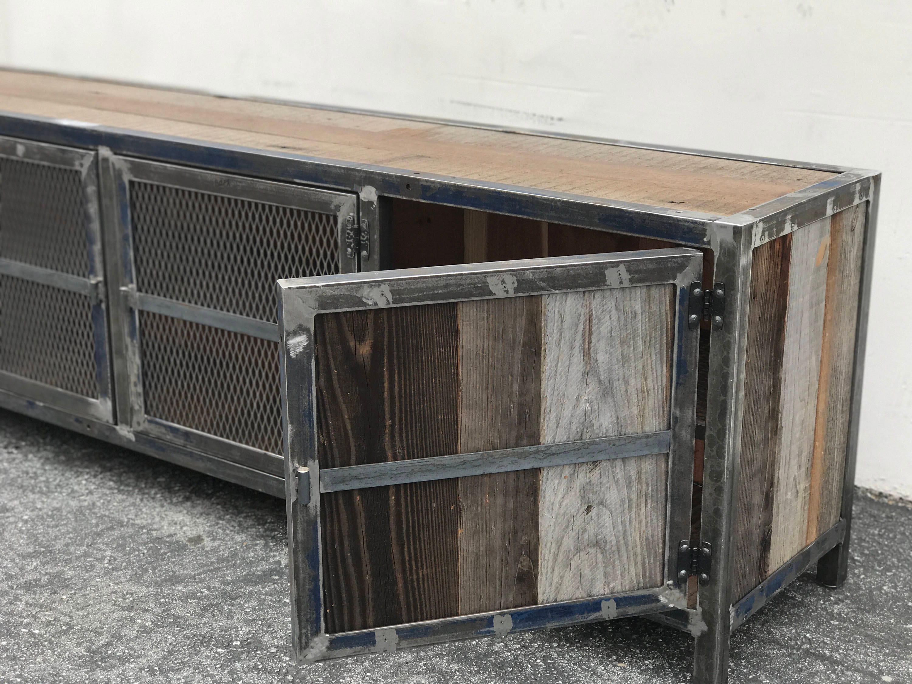 Industrial Style Rustic Wood and Metal Entertainment Cabinet - Etsy