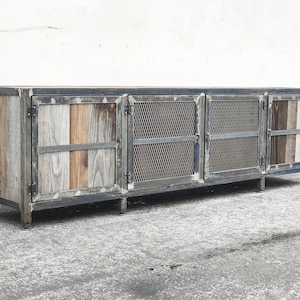 Industrial Style Rustic Wood and Metal Entertainment Cabinet - Etsy