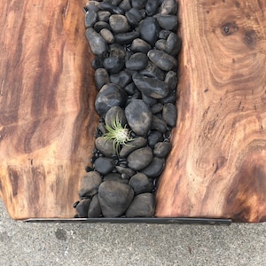 Walnut Coffee Table With River Rock Garden - Etsy
