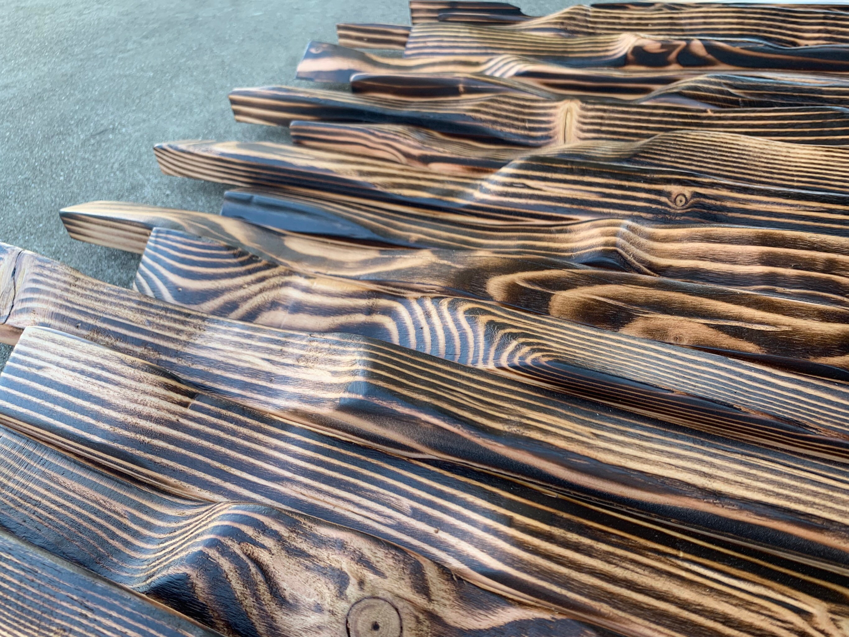 Burned Wave Wood Wall Art Panel | Etsy