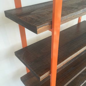 Reclaimed Wood Bookcase Orange Frame - Etsy