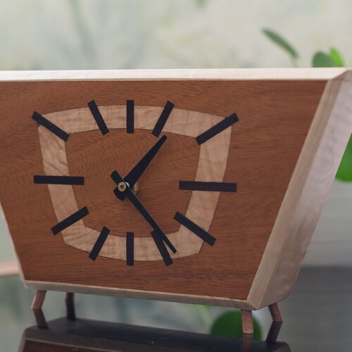Mid Century Clock Handmade Retro MCM Wood Design Modern - Etsy