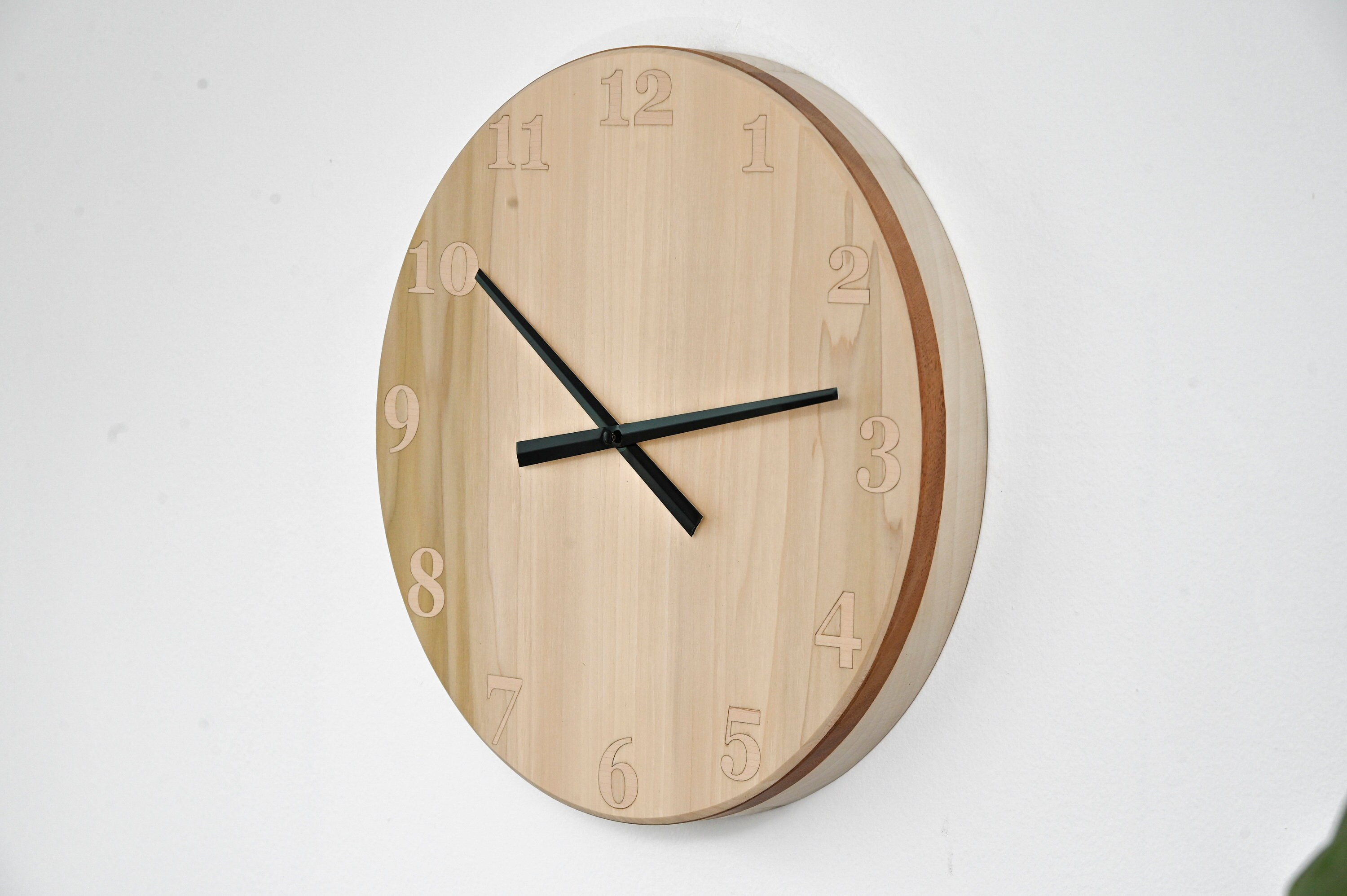 Large Round Wood Clock Modern Wall Clock White on White | Etsy